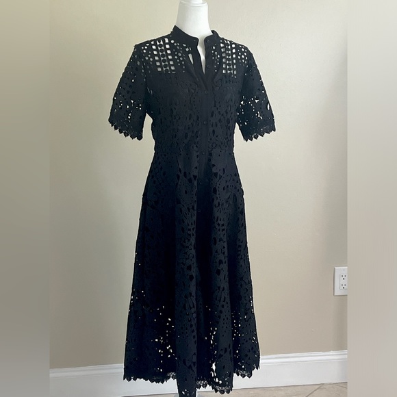 Anja Rock | Dresses | Anja Rock Black Eyelet Buttondown Midi Dress ...
